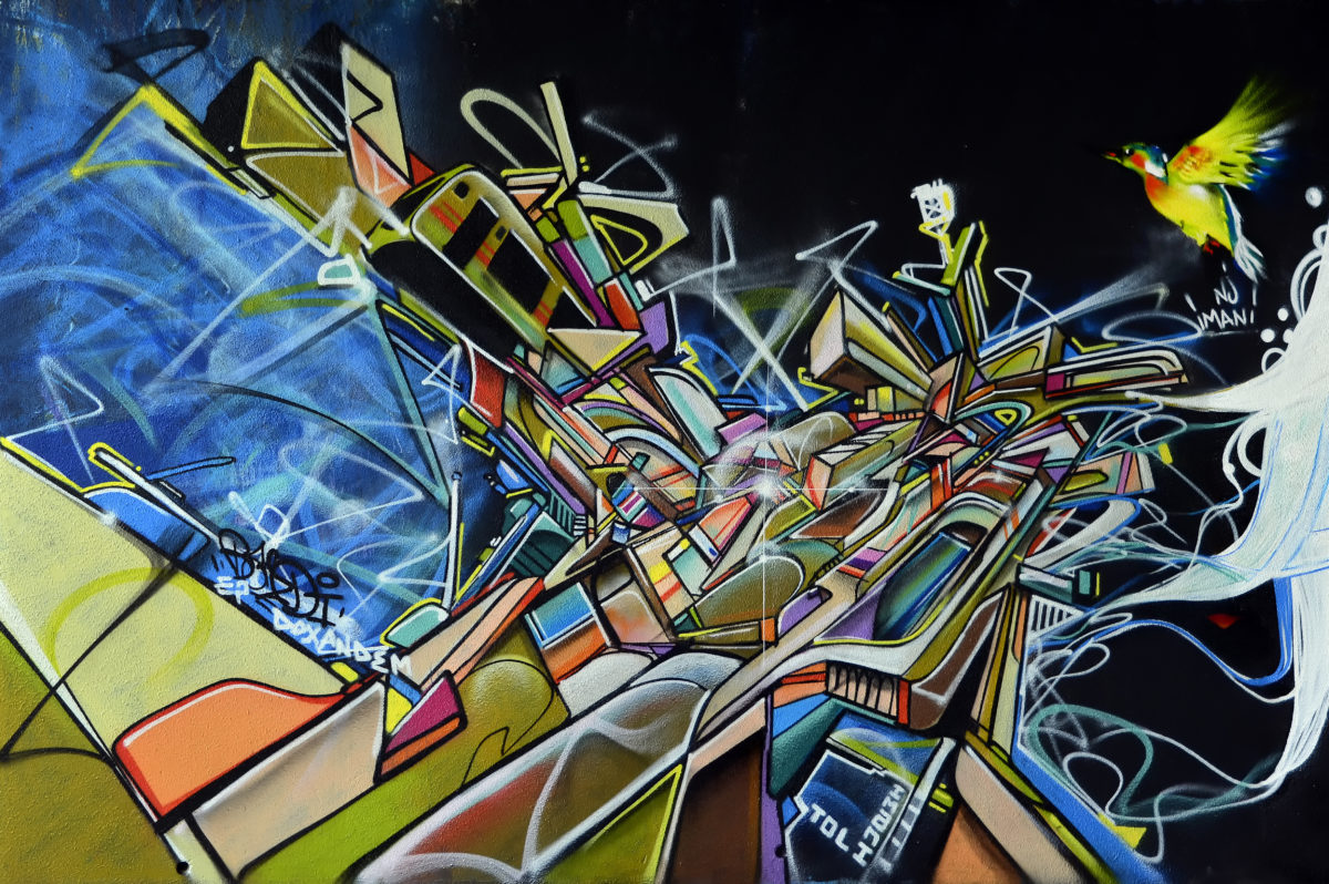 Session graffiti à Bondy avec Batsh et Docta - Nadib Bandi Graffiti mural