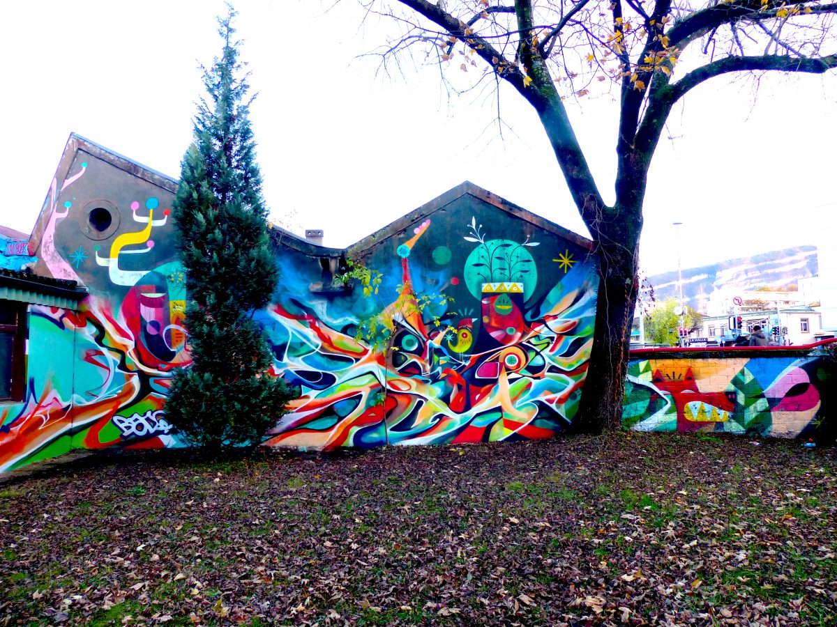 Fusion graffiti abstrait avec Ruben Sanchez - Nadib Bandi Graffiti mural