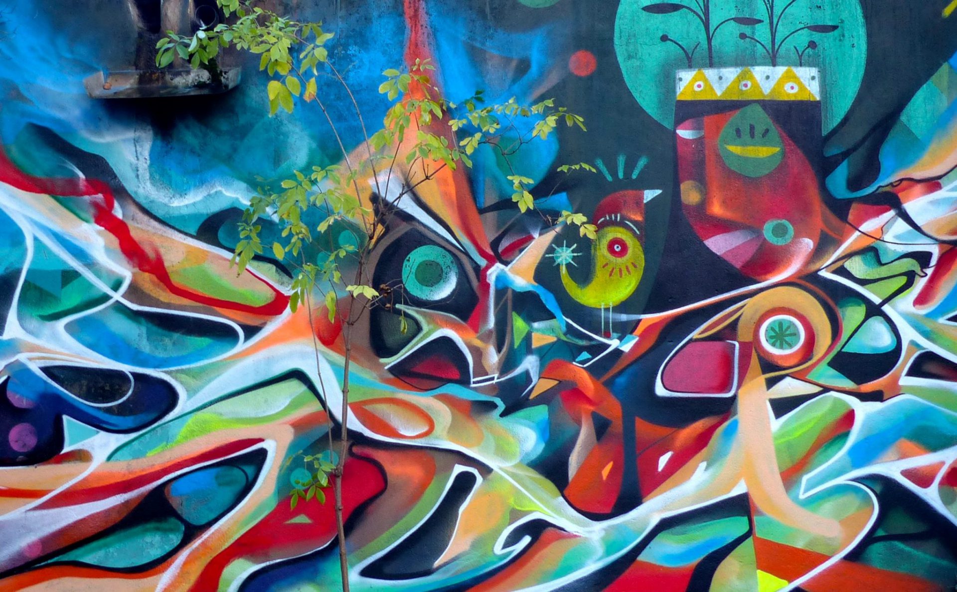 Fusion graffiti abstrait avec Ruben Sanchez - Nadib Bandi Graffiti mural